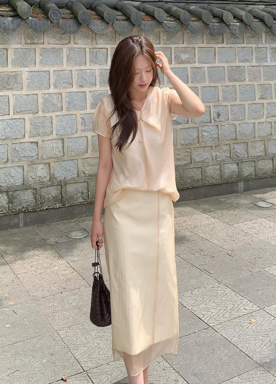 잇미샤 ITMICHAA [Exclusive]오간자 셋업 스커트 BEIGE | SISUN.COM