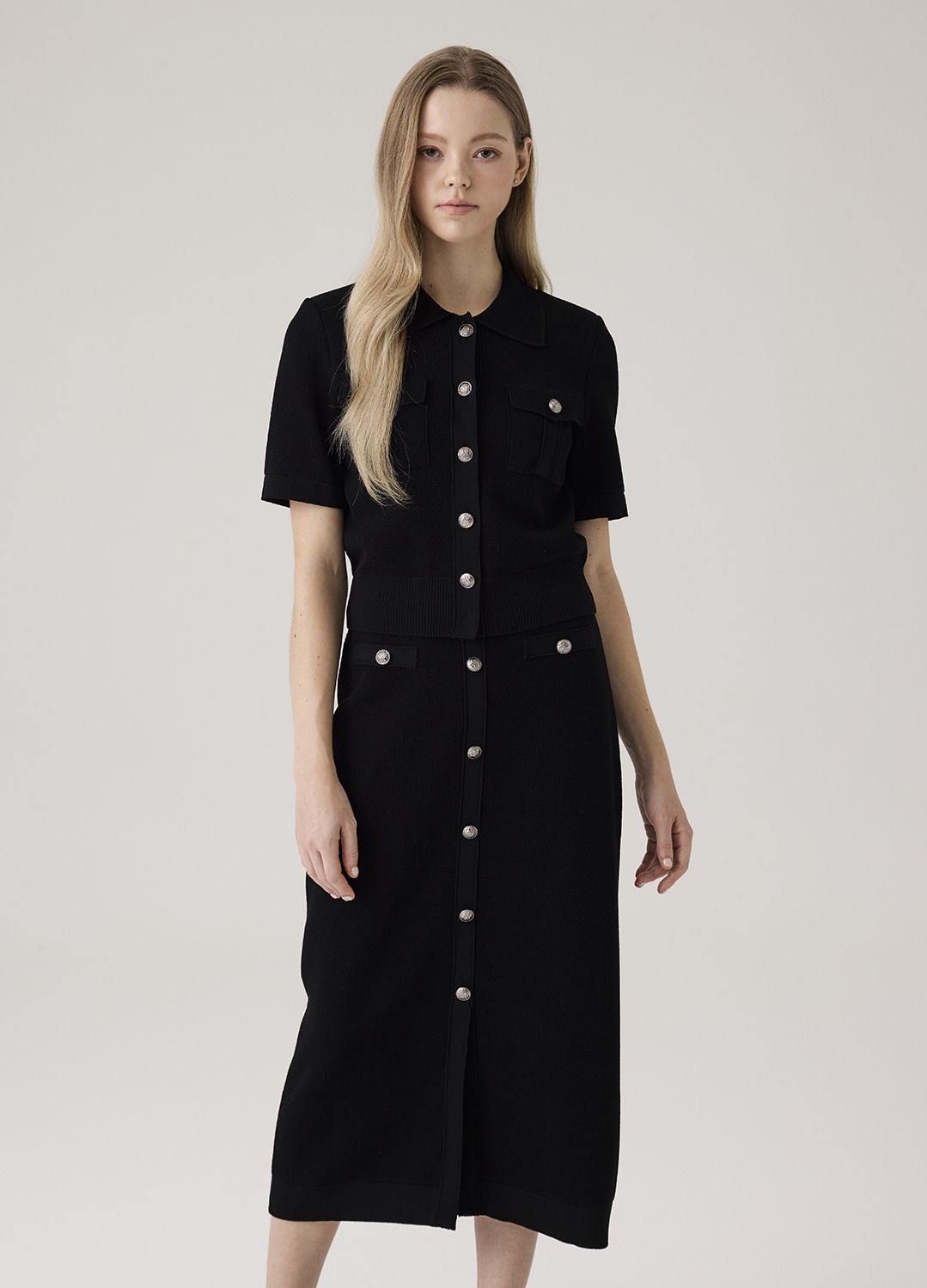 미샤 MICHAA 버튼 니트 스커트 BLACK | SISUN.COM