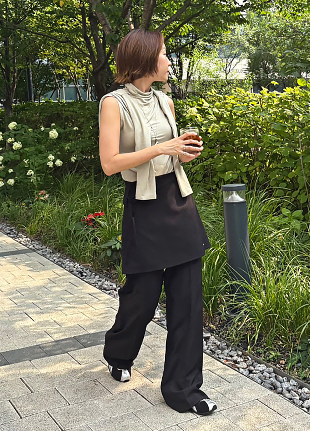 잇미샤 ITMICHAA 카울넥 레이어드 세트 티셔츠 LIGHT KHAKI | SISUN.COM