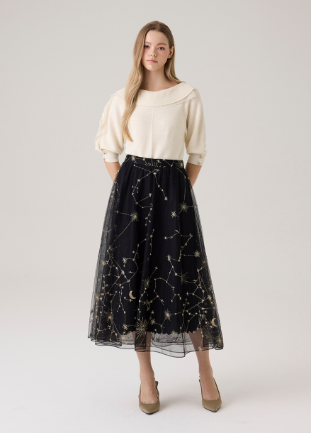 미샤 MICHAA 스타 메쉬 튤 스커트 BLACK | SISUN.COM