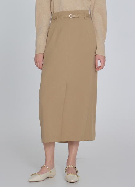잇미샤 ITMICHAA 벨티드 슬릿 스커트 BEIGE | SISUN.COM