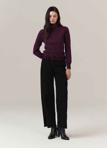 미샤 MICHAA 비딩 장식 블랙 데님 팬츠 BLACK | SISUN.COM