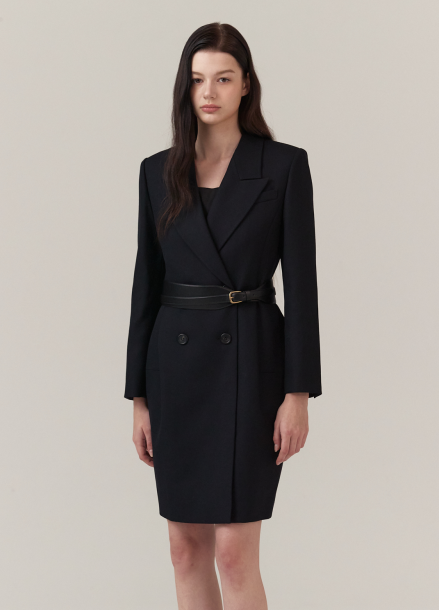 미샤 MICHAA 더블버튼 벨티드 자켓원피스 DARK NAVY | SISUN.COM