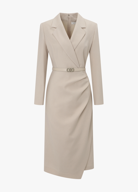 미샤 MICHAA 드레이핑 카라 자켓 원피스 SKIN BEIGE | SISUN.COM